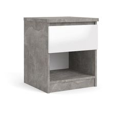 ebuy24 Nada Nachttisch mit 1 Schublade und 1 Ablage, beton dekor,weiss hochglanz.