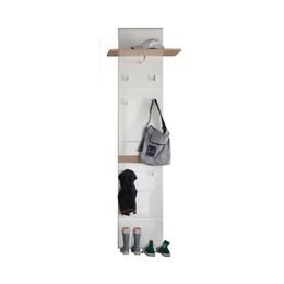 ebuy24 Seto Wandgarderobe 1 Ablage, 1 Garderobenstange und 6 Kleiderhaken, Eiche hell Dekor, weiss hochglanz.