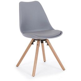 Moderner Stuhl Holz Kunststoff Kunstleder grau New Trend 59 x 49 x 83,5 cm