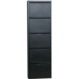 ebuy24 Pisa Schuhschrank mit 5 Klappen/ Türen in Metall schwarz. Fertig montiert.