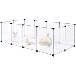 Skecten - 20 Stück transparenter Kunststoff-Zaun für kleine Haustiere, ABS-Kunststoffverbinder, robust und langlebig, Größe 145 x 74 x 47 cm