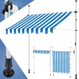 Kesser® Klemmmarkise mit Handkurbel Balkon, Balkonmarkise ohne Bohren, UV-beständig höhenverstellbar wasserabweisend , Sonnenschutz, Terrassenüberdachung , einfache Montage