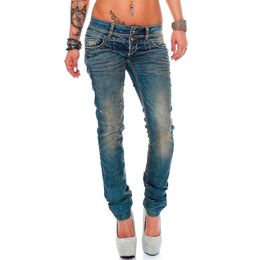 Cipo & Baxx Cipo & Baxx 5-Pocket-Jeans Low Waist Hose BA-CBW0347 Stonewashed mit Kontrastnaht und Dicken Nähten