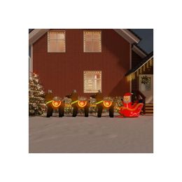 vidaXL Weihnachtsfigur Aufblasbarer Weihnachtsmann mit Rentieren LED 138 cm