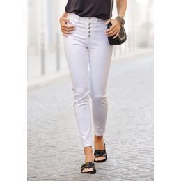 Buffalo High-waist-Jeans mit modischer Knopfleiste, weiß