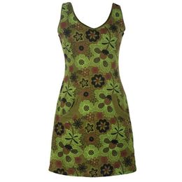 Vishes Sommerkleid Blumenkleid mit Taschen bedruckt und bestickt Hippie