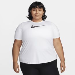 Nike One Swoosh Dri-FIT Kurzarm-Laufoberteil für Damen (große Größen) - Weiß