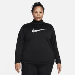 Nike Swoosh Dri-FIT Midlayer mit Viertelreißverschluss für Damen (große Größen) - Schwarz