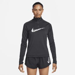 Nike Swoosh Dri-FIT-Midlayer mit Viertelreißverschluss für Damen - Schwarz