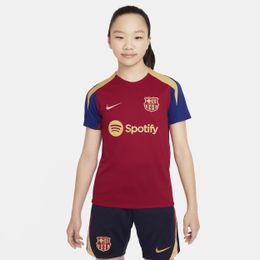 FC Barcelona Strike Nike Dri-FIT Fußballoberteil aus Strickmaterial für ältere Kinder - Rot