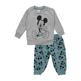 United Labels® Shirt & Hose Disney Mickey Mouse Baby Set Oberteil Pullover mit Hose Grau Türkis