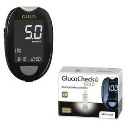 GlucoCheck GOLD Set (mmol/L) zur Kontrolle des Blutzuckers mit 60 Teststreifen