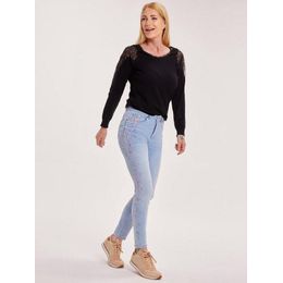Sarah Kern Skinny-fit-Jeans Röhren-Denim koerpernah mit bunten Farbakzenten