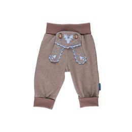 P.Eisenherz Trachtenhose Babyhose im Lederhosenstil mit hellblauer Stickerei mit elastischem Hosenbund