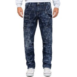 KOSMO LUPO 5-Pocket-Jeans Auffällige Regular Fit Hose Jeans BA-KM006 Blau W32/L32 (1-tlg) mit Verzierungen