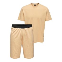 Only & Sons ONLY & SONS Schlafanzug 2-Teiliger Pyjama Schlafanzug Kurzarm T-Shirt & Hose ONSBILLY (2 tlg) 6509inBeige