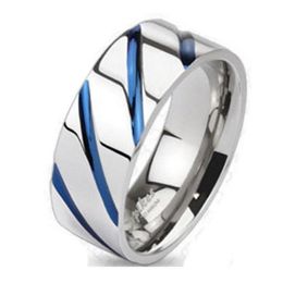 BUNGSA Fingerring Ring Streifen Blau aus Titan Unisex (Ring