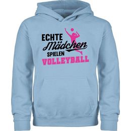 Shirtracer Hoodie Echte Mädchen spielen Volleyball schwarz / fuchsia Kinder Sport Kleidung