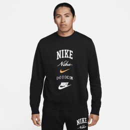 Nike Club Fleece Longsleeve Pullover mit Rundhalsausschnitt für Herren - Schwarz