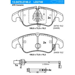 ATE Bremsbeläge mit Zubehör vorne (13.0470-2746.2) für Audi A4 B8 A5 Allroad