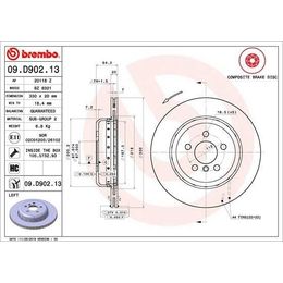 Brembo Bremsscheibe TWO-PIECE DISCS LINE 09.D902.13 InnenbelüftetHinten Links für BMW 7 725 d, Ld 5 530 i xDrive 520 d e Plug-in-Hybrid 6 630 X3 20