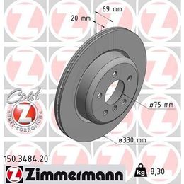 Zimmermann Bremsscheibe COAT Z 150.3484.20 InnenbelüftetHinten Rechts Links für BMW 5 525 d xDrive 520 i 535 528 530 ActiveHybrid 523 518