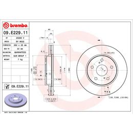 Brembo Bremsscheibe 09.E229.11 InnenbelüftetVorne Rechts Links für TOYOTA Corolla 1.8 Hybrid 1.2 1.6 VVTiYaris Cross 1.5