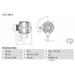Bosch Generator 14V 90A für DACIA Logan 1.2 16V II LPG RENAULT Clio IV 0.9 TCe 90 Lodgy 1.5 dCi 75 Sandero Captur I Mcv Twingo III 1.0 SCe 70 110