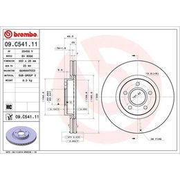 Brembo Bremsscheibe COATED DISC LINE vorne rechts links innenbelüftet 300mm für FORD 1825134 1829606 DV611125CA 09.C541.11