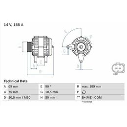 Bosch Lichtmaschine 155 A (0 986 047 400) für BMW 5 Lima.