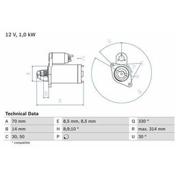 Bosch Anlasser (0 986 018 570) für Mercedes-Benz A-Klasse B-Klasse Vaneo