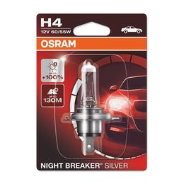 Osram H4 Night Breaker Silver (1 Stk.) Glühlampe, Fernscheinwerfer,Glühlampe, Nebelscheinwerfer,Glühlampe, Hauptscheinwerfer 1x 64193NBS-01B