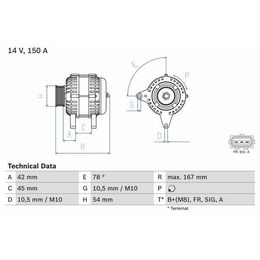 Bosch Lichtmaschine 150 A (0 986 049 071) für Ford Focus II Volvo V50 S40 Kuga I