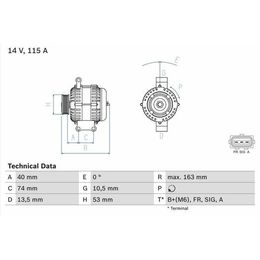 Bosch Generator 14V 115A für FORD Mondeo III 1.8 16V 2.0 SCi