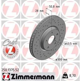 Zimmermann Bremsscheibe SPORT COAT Z 250.1375.52 GelochtVorne Rechts Links für FORD Mondeo V 2.0 EcoBoost Hybrid 1.5 1.6 TDCi 1.0 Bi-Turbo 4x4 2.5