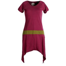 Vishes Sommerkleid Einfaches kurzärmliges Zipfelkleid aus Baumwolle Tunika