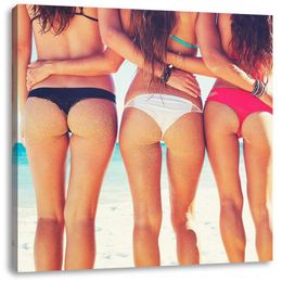 Pixxprint Leinwandbild Schöne Mädchen in Bikinis