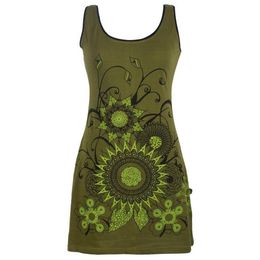 Vishes Sommerkleid Ärmelloses Blumenkleid mit weitem Ausschnitt Hippie