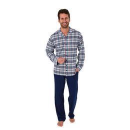 Normann Pyjama Herren Pyjama Schlafanzug langarm zum durchknöpfen aus soften Jersey