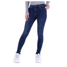 Ital-Design Skinny-fit-Jeans Damen Freizeit Jeansstoff Stretch Skinny Jeans in Dunkelblau