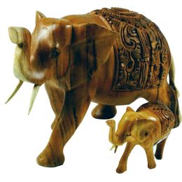Guru-Shop Dekofigur Geschnitzter Deko Elefant in 2 Größen