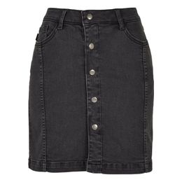 Urban Classics Sommerrock Urban Classics Damen Ladies Organic Stretch Button Denim Skirt (1-tlg), schwarz