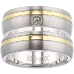 XENOX Partnerring Geschenk "LIEBE" XENOX & Friends, X1681, X1682, wahlweise mit oder ohne Zirkonia, goldfarben|silberfarben