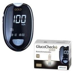 GlucoCheck GOLD Set (mg/dl) zur Kontrolle des Blutzuckers mit 60 Teststreifen