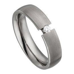 Jobo Fingerring Ring mit Diamant 0,05 ct., Titan, silberfarben