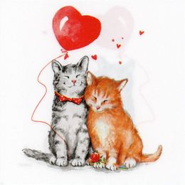buttinette Papierservietten "Verliebte Katzen", 33 x 33 cm, 20 Stück
