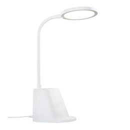 LED-Tischleuchte mit Wireless-Ladefunktion flach weiß – Energieeffizienzklasse D