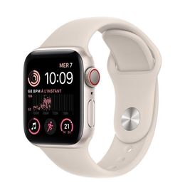 Apple Watch (Series SE) 2022 GPS 40 mm - Aluminium Polarstern - Sportarmband Weiß