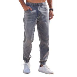 John Devin Stretch-Jeans Denim Jogger Jeanshose mit Stretch - Schlupfjeans, grau