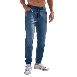 John Devin Stretch-Jeans Denim Jogger Jeanshose mit Stretch - Schlupfjeans, blau